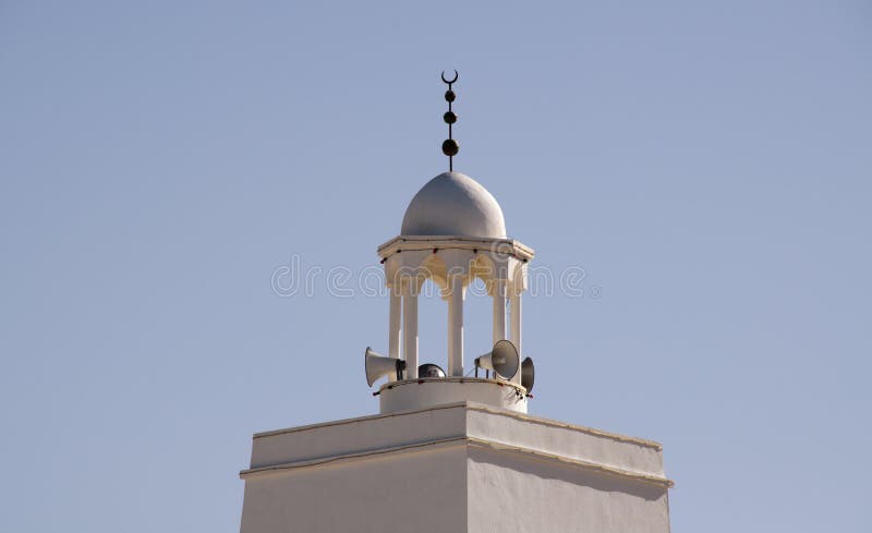Mosque loudspeaker tower stock photo. Image of crescent - 26653886
