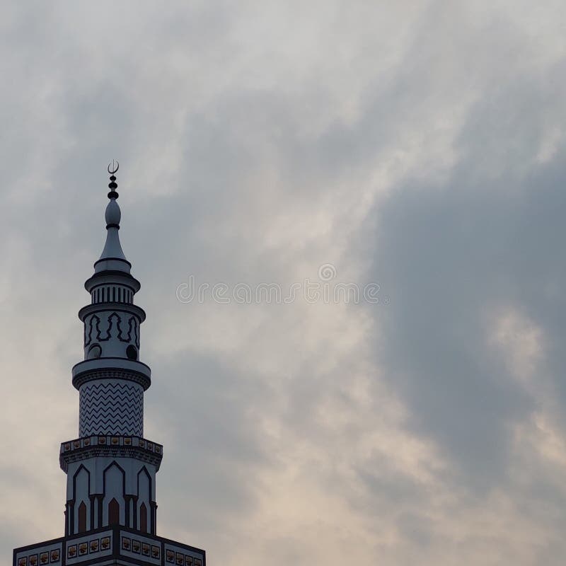 Mosque Minaret with a Unique Design Stock Photo - Image of steeple ...