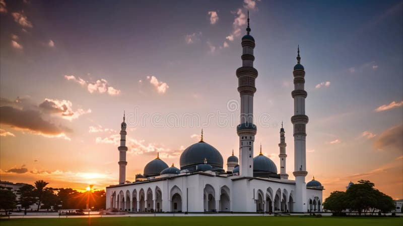 Mosque Sunset stock video. Video of domes, clouds, culture - 347301819