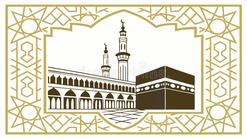 Mosque with Minarets Outline, Minimalist Islamic Architecture Vector ...