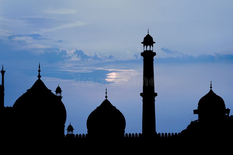 Mosque moonlight stock photo. Image of dome, blue, cloud - 16960702