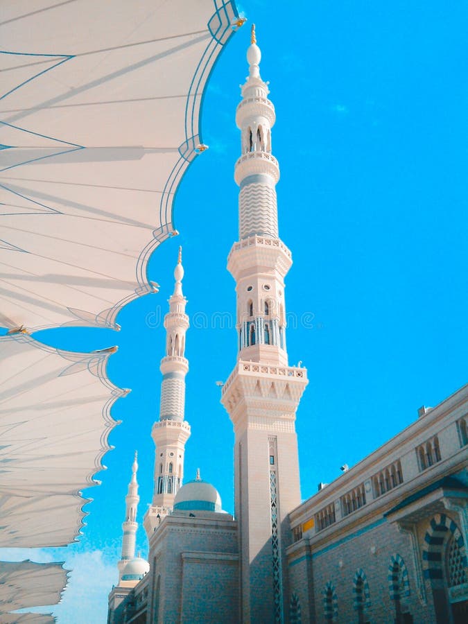 Mosque Nabawi Blue Sky 2 stock image. Image of dome - 207892291