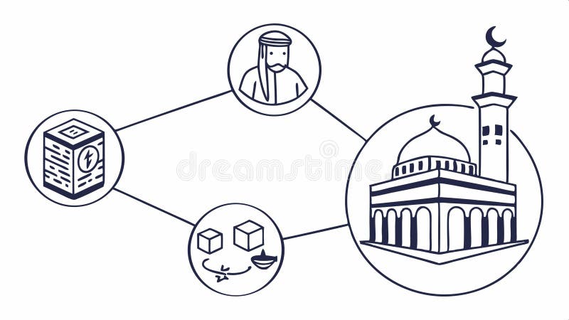 Mosque Network, Connected Mosques and Global Islamic Community Vector ...