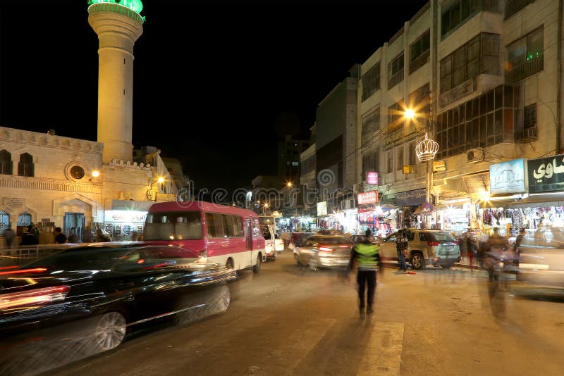 Mosque at Night in Amman, Jordan Editorial Photography - Image of ...