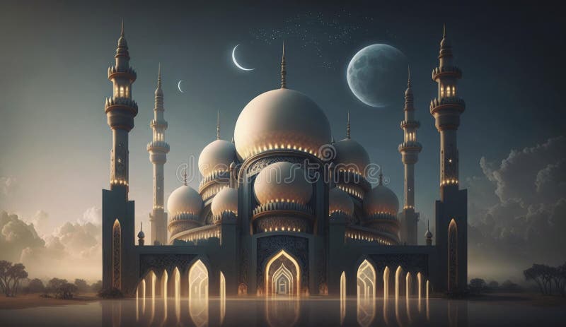 Mosque in the Night Mosque Mosque at Night Stock Illustration ...