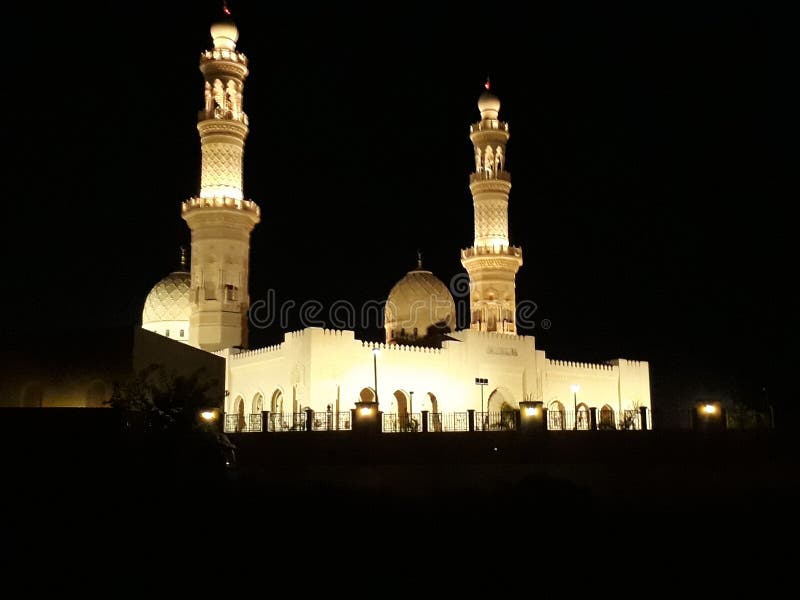 Mosque Oman night views stock photo. Image of views - 260668120
