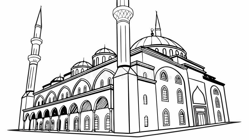 Mosque Outline Illustration Islamic Architecture Simple Design ...