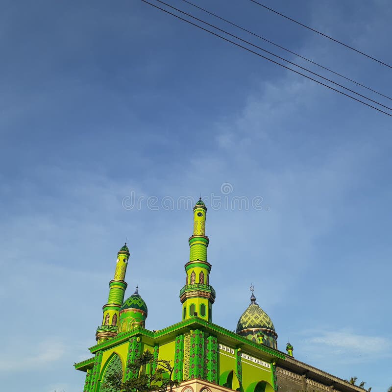 Red Moslem Prayer Mat with Mosque Background Stock Photo - Image of ...
