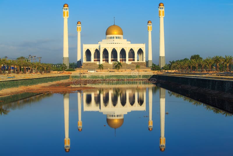 Mosque, reflex on water stock photo. Image of house, architecture ...
