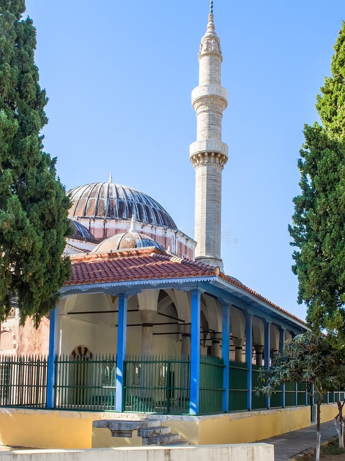 Muslim Mosque At Rhodes, Greece Stock Image - Image of greece, minares ...