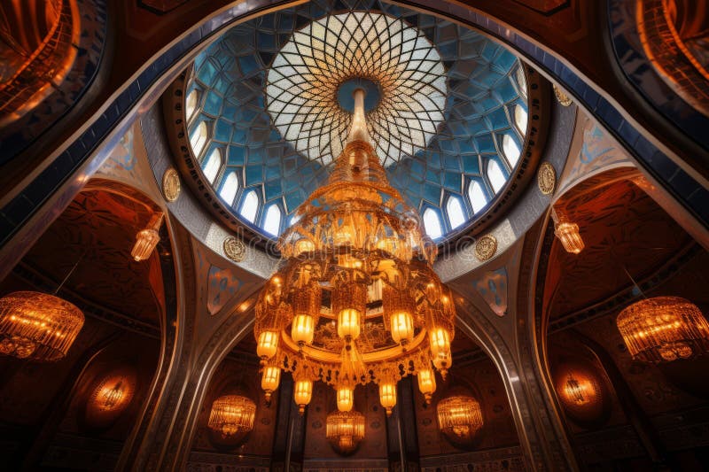 A Mosque S Dome with Stunning Eid Decorations Stock Illustration ...