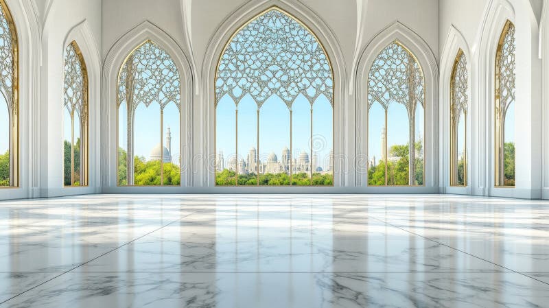 The Mosque S Interior Boasts a Majestic Arched Ceiling and Elegant ...