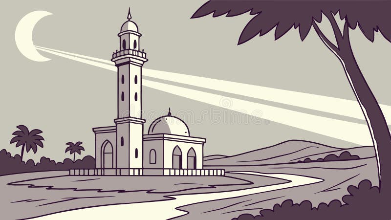 Mosque with Saturn Planet, Cosmic Islamic Architecture Vector, Vector ...