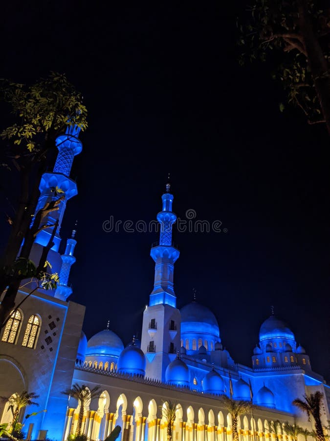 Mosque night view stock image. Image of sheikh, indonesia - 262183553
