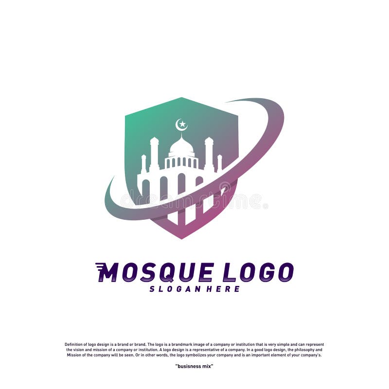 Mosque with Shield Logo Design Concept.Religion Islamic Logo Template ...