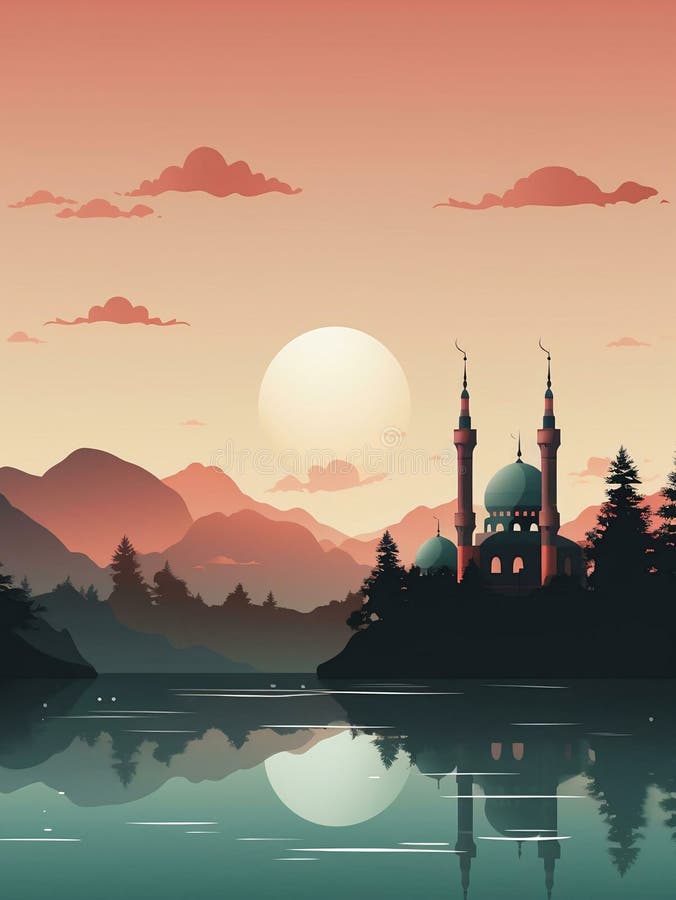 Mosque in the Morning Mosque in the Night Mosque at Sunset Stock ...