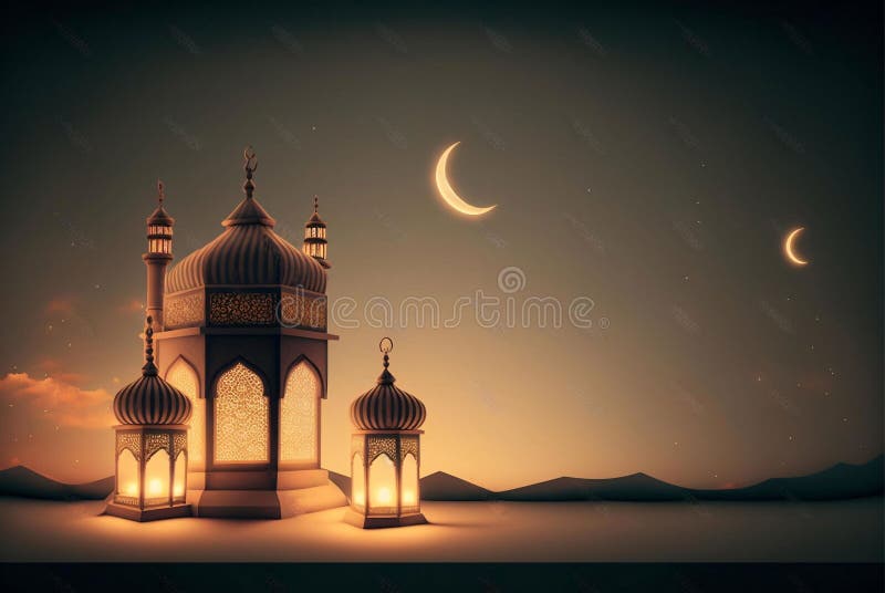 Mosque in Sunset Mosque at Night Mosque at Sunset Stock Illustration ...