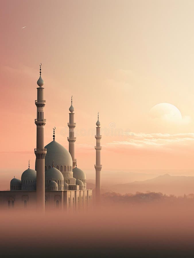 Mosque in Sunset Mosque at Night Mosque at Sunset Stock Illustration ...