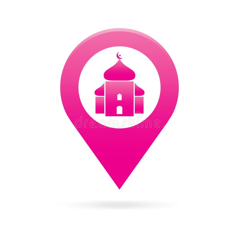 Mosque, Surau Map Pointer Icon Marker GPS Location Flag Symbol Stock ...