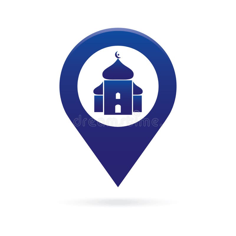 Mosque, Surau Map Pointer Icon Marker GPS Location Flag Symbol Stock ...