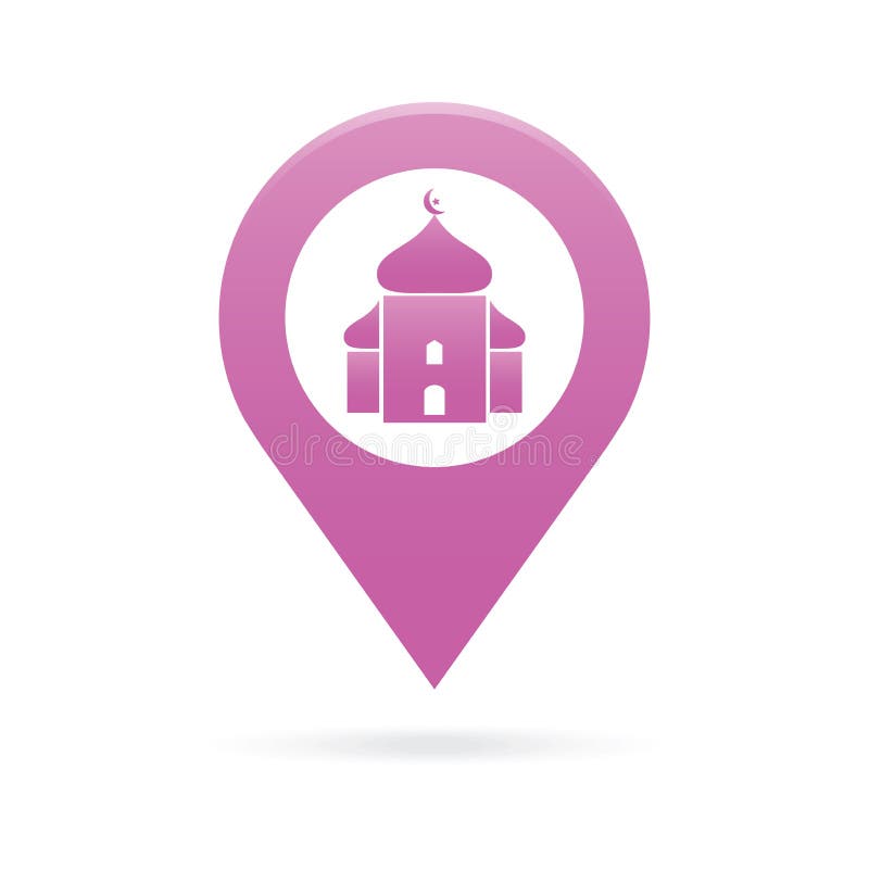 Mosque, Surau Map Pointer Icon Marker GPS Location Flag Symbol Stock ...