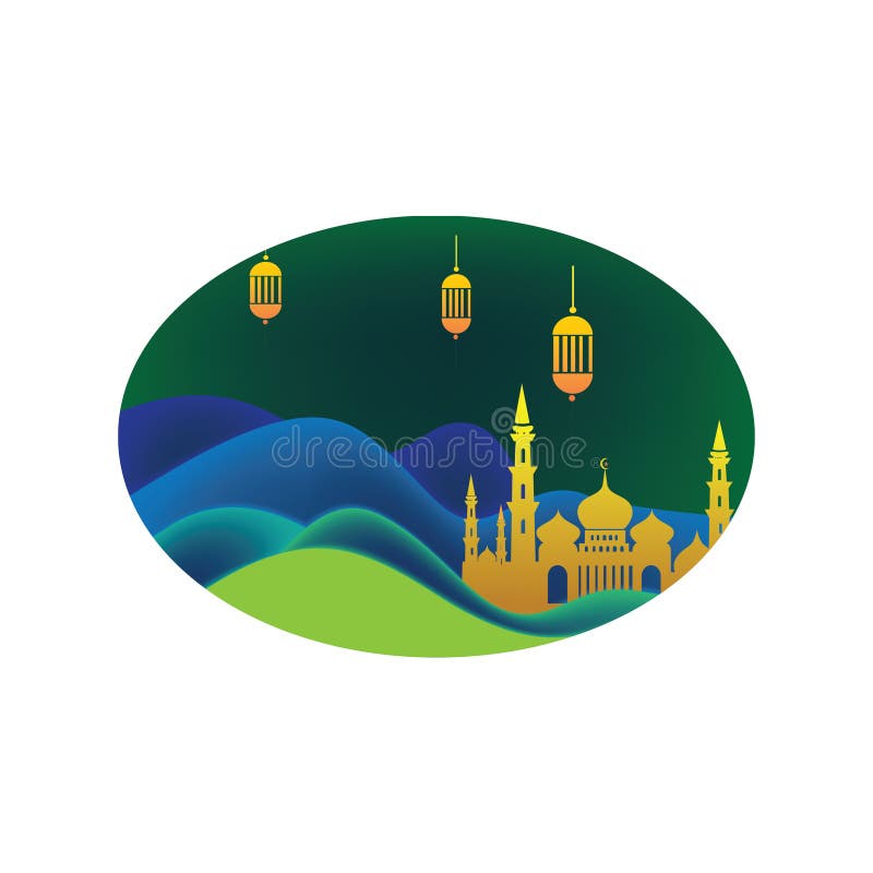 Mosque Template Logo Design Illustration Vector Landscape Stock Vector ...
