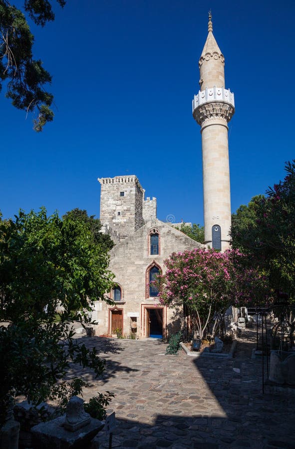 Mosque with Tower at Bodrum Stock Image - Image of architecture, islam ...