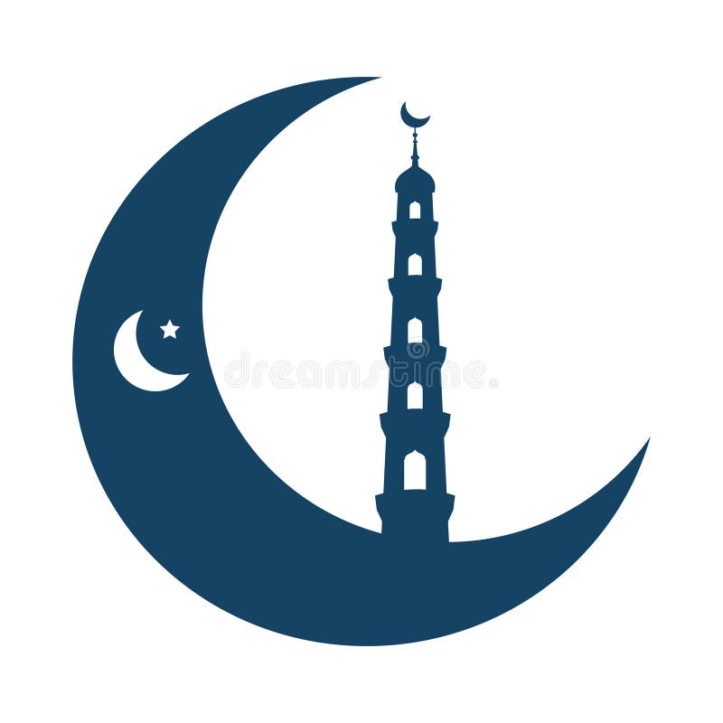 Mosque tower in moon stock vector. Illustration of muslim - 283984790