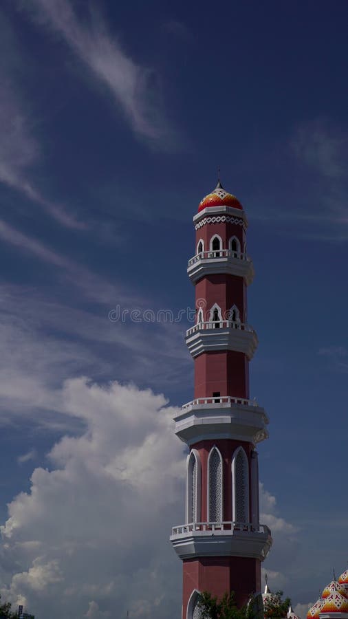 Mosque Tower with Sky and Clouds in Background Stock Photo - Image of ...