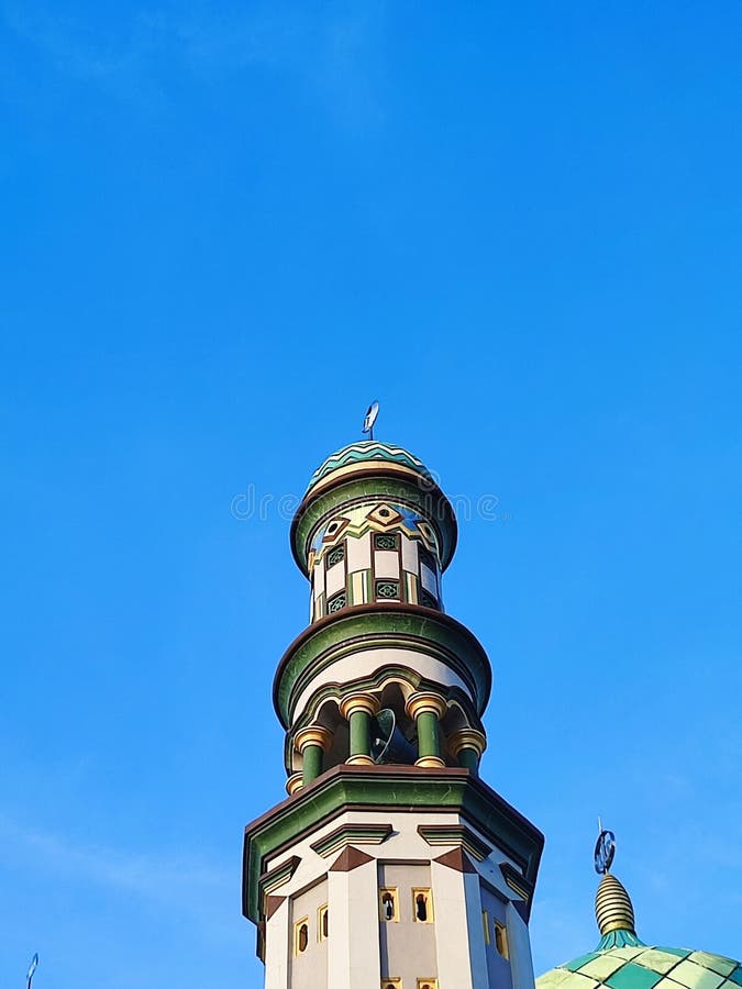 The Mosque Tower in the Sky is Very Beautiful Stock Photo - Image of ...