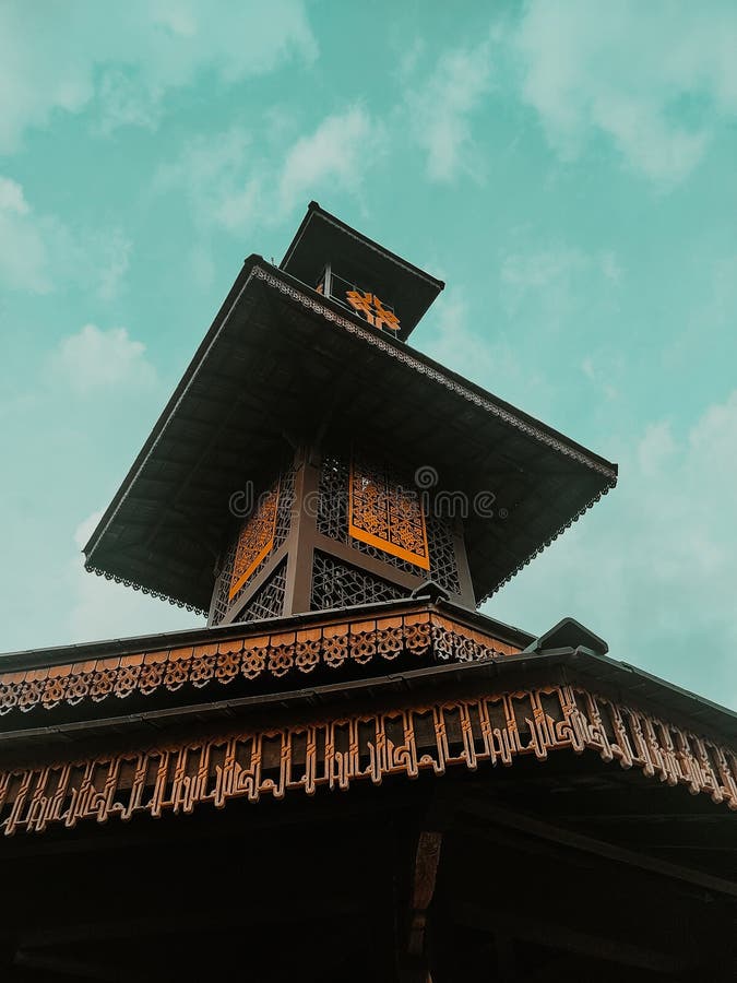 Mosque Tower with Wood Carvings and Art Stock Image - Image of wood ...