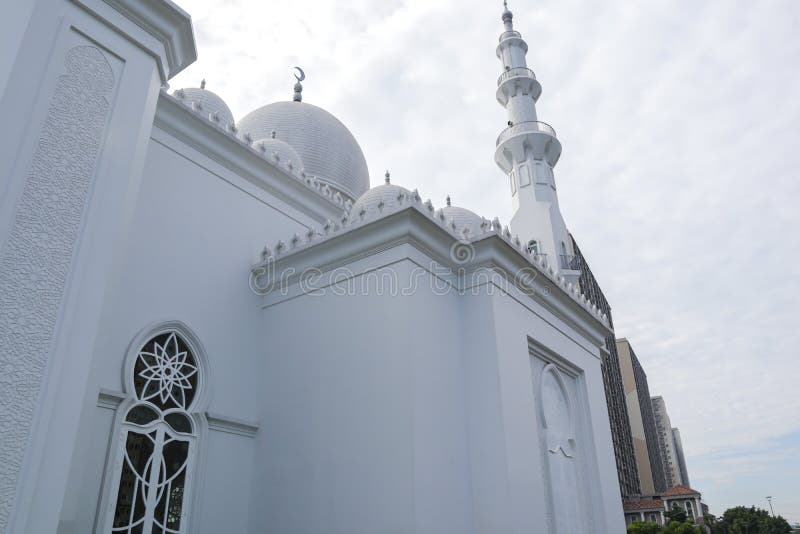A Mosque with a Unique Architecture Clad in White Throughout Stock ...