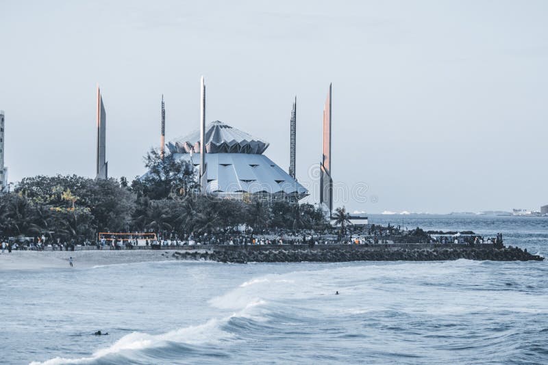 Mosque View from Beach Side Stock Photo - Image of watercraft, mosque ...