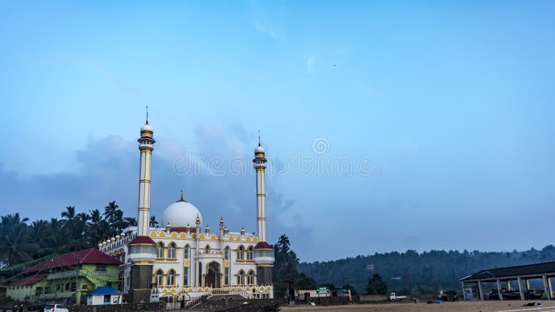 Mosque at Vizhingam on Blue Sky Background Editorial Photo - Image of ...