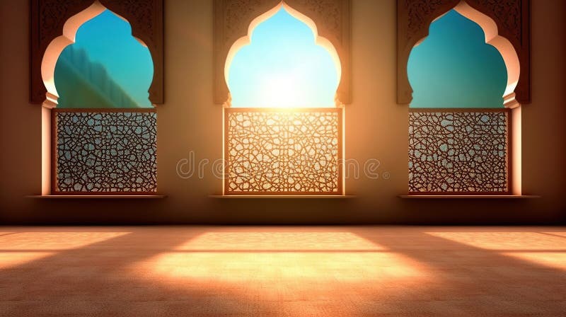 Mosque Window Shadow Array AI Generated Image Stock Illustration ...