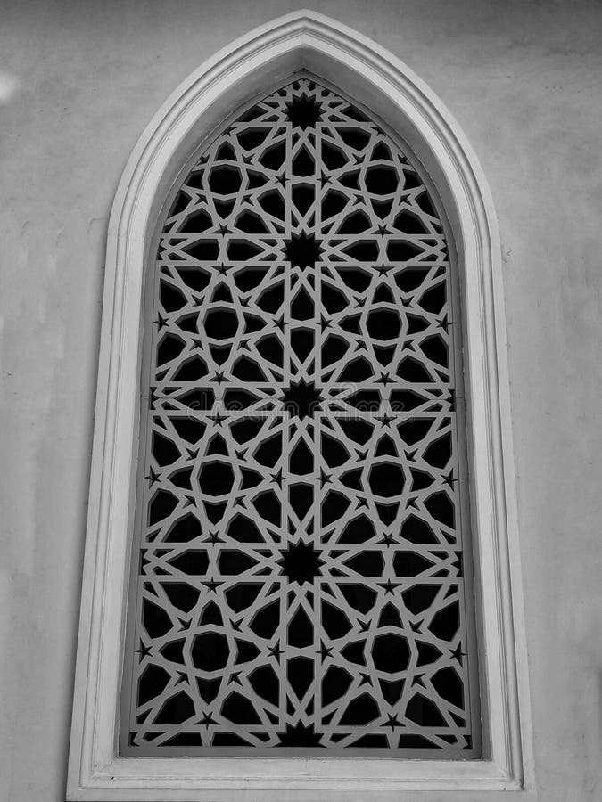Mosque Windows with Moroccan Khos Motif Designs Stock Image - Image of ...
