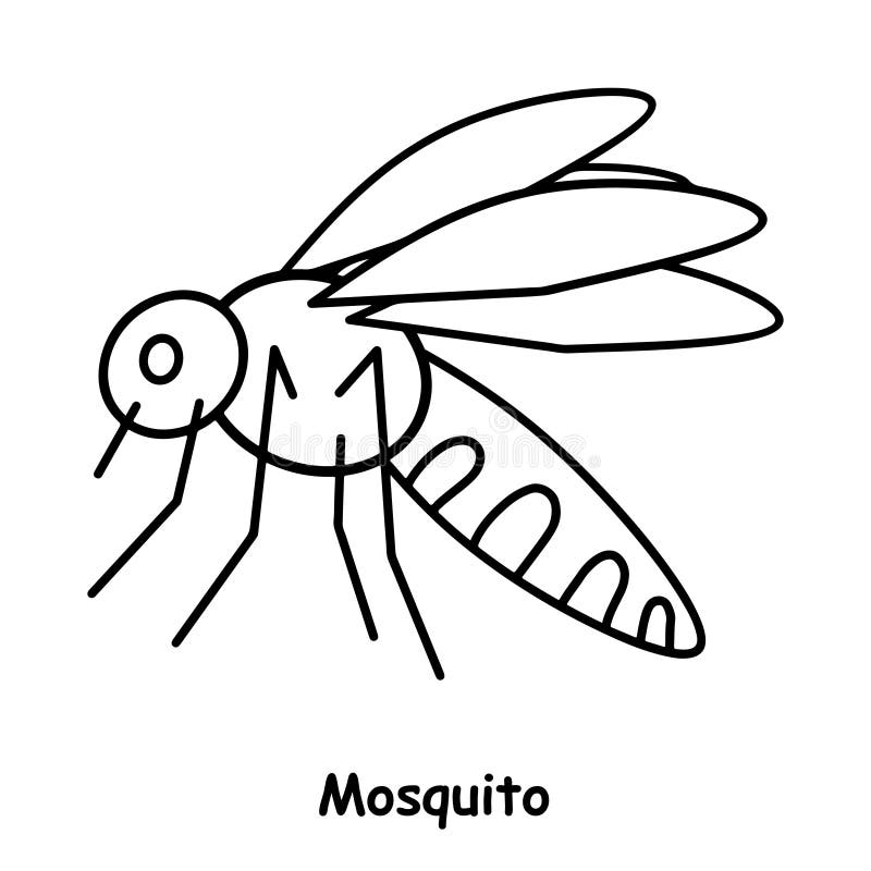 Mosquito Children Book Illustration, Trace and Coloring Vector World ...