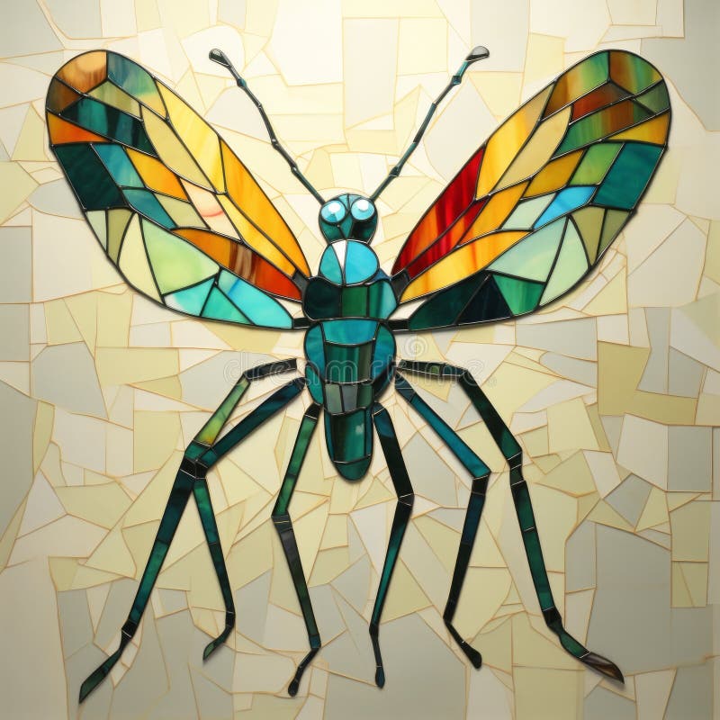 Colourful Mosaic Insect: Realistic yet Stylized Glass Art with ...