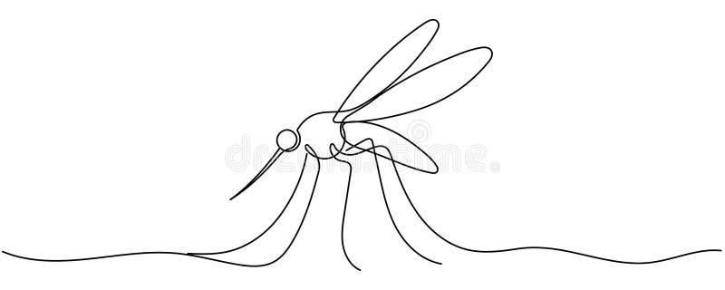 Mosquito Continuous One Line Drawing. Single Line Vector Illustration ...
