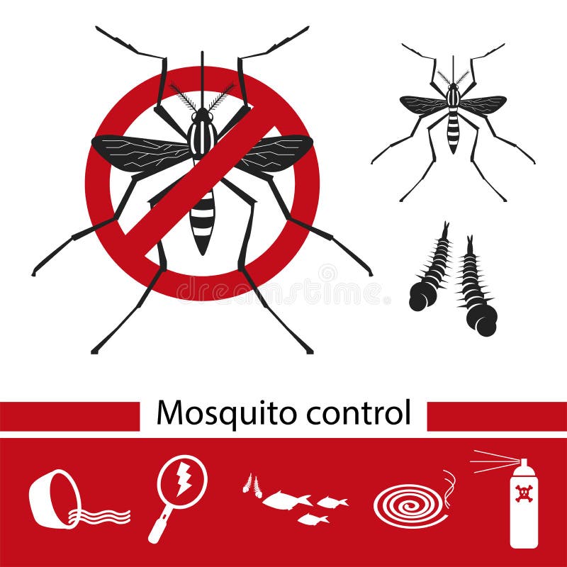 Mosquito Control Tools Icons Set, Vector Illustration. Stock Vector ...