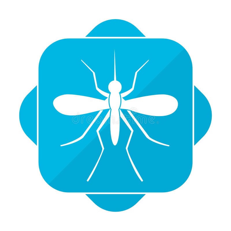 Mosquito Cuadrado Azul Del Icono Ilustración Del Vector Ilustración