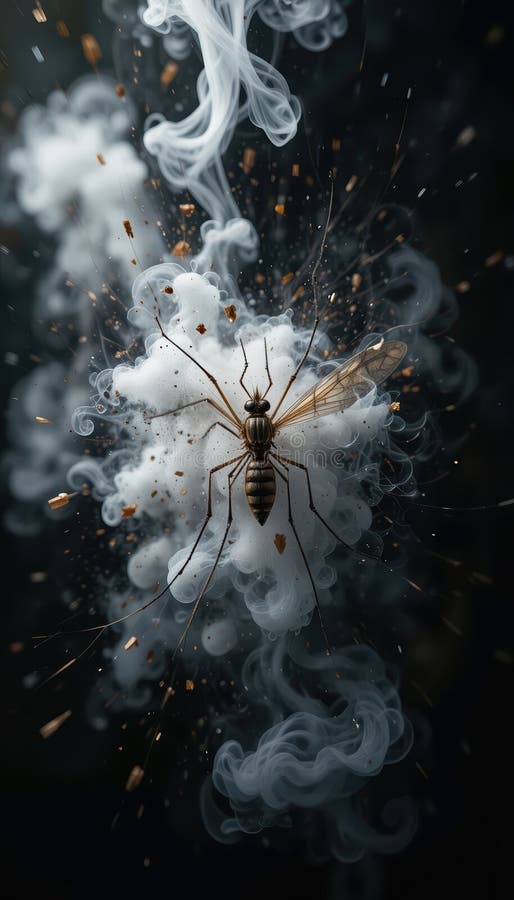Mosquito Exploding Amidst Smoke and Debris High-Speed Action Shot Stock ...