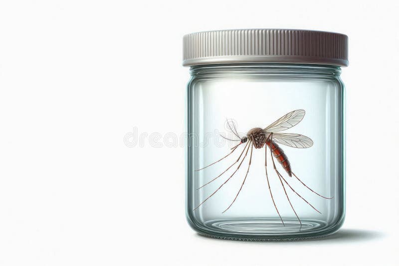 Mosquito in a Glass Jar with a Lid. Space for Text. Stock Image - Image ...