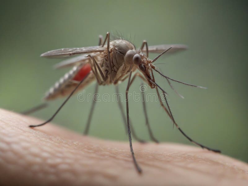 Mosquito on a Human Hand. Generated with AI Stock Illustration ...