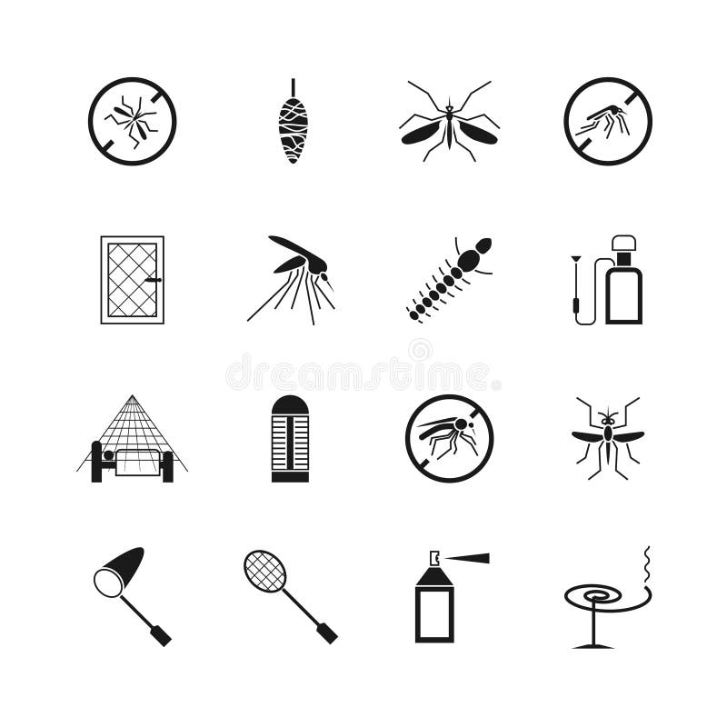 Mosquito Prevent and Control Vector Icons Stock Vector - Illustration ...