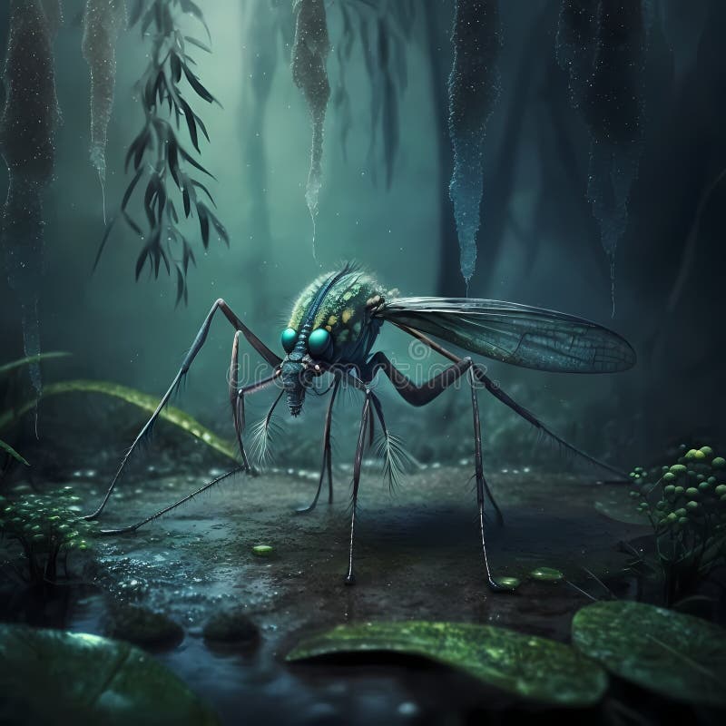 Mosquito at Rainforest. Generative AI Stock Illustration - Illustration ...