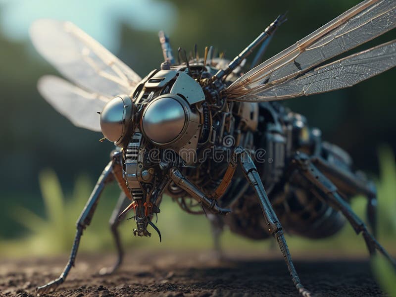 Mosquito Robot Close Up and Detail Stock Illustration - Illustration of ...