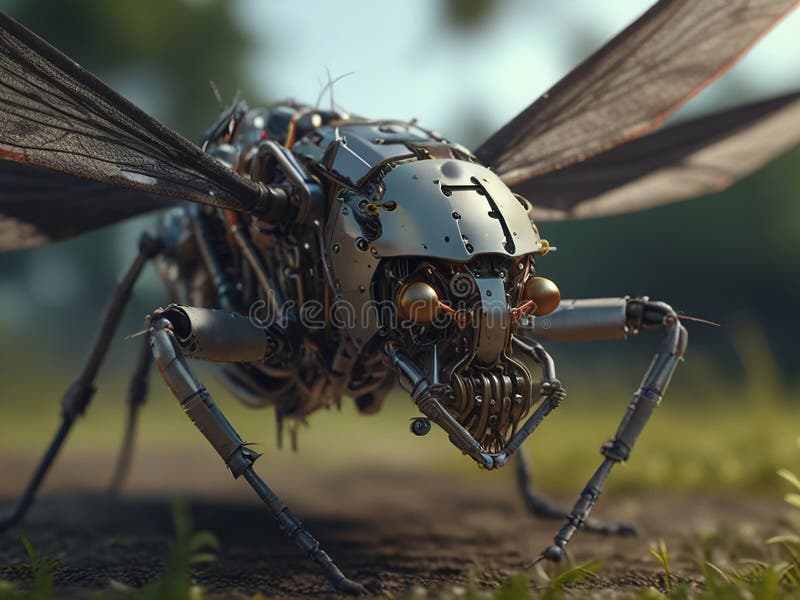 Mosquito Robot Close Up and Detail Stock Illustration - Illustration of ...