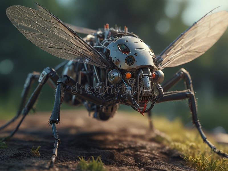 Mosquito Robot Close Up and Detail Stock Illustration - Illustration of ...