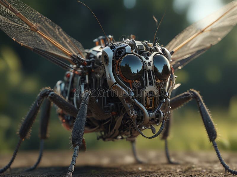 Mosquito Robot Close Up and Detail Stock Illustration - Illustration of ...